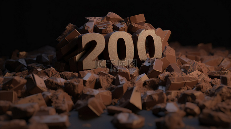 带有 200k 文本的巧克力块背景的 3d 插图背景图片免费下载_海报banner/高清大图_千库网(图片编号6709624)