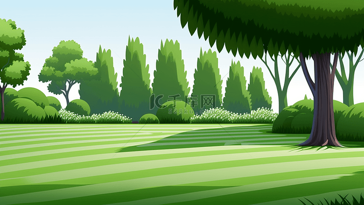 草地卡通宽阔背景图片免费下载_海报banner/高清大图_千库网(图片编号6655418)