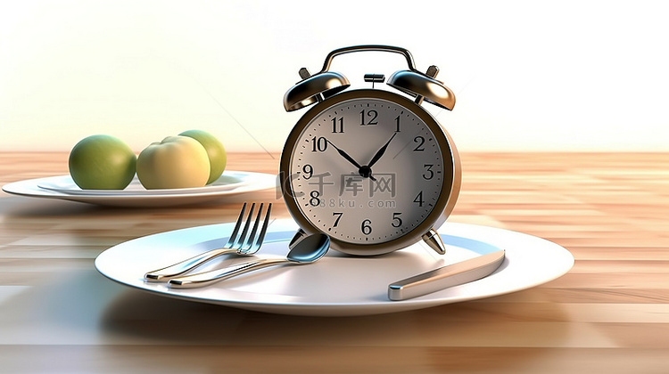 早餐时间 3D 渲染闹钟在白板上用刀叉背景图片免费下载_海报banner/高清大图_千库网(图片编号6791295)