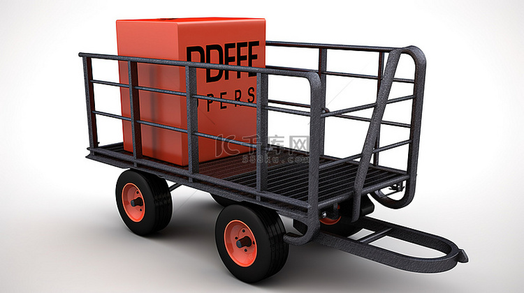免费送货的货运手推车 3d 渲染背景图片免费下载_海报banner/高清大图_千库网(图片编号6696273)