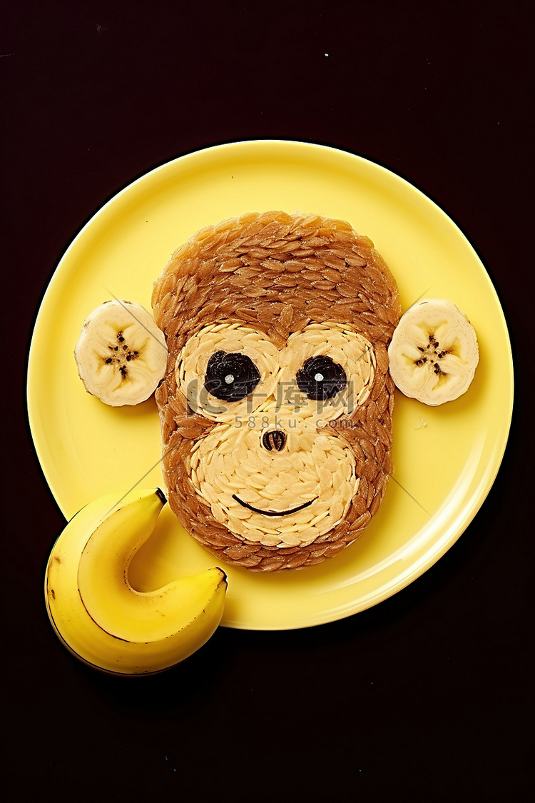 猴子面对香蕉背景图片免费下载_海报banner/高清大图_千库网(图片编号6989829)