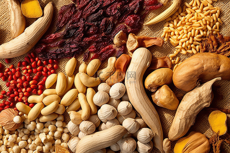 各种坚果和种子的特写背景图片免费下载_海报banner/高清大图_千库网(图片编号7082138)
