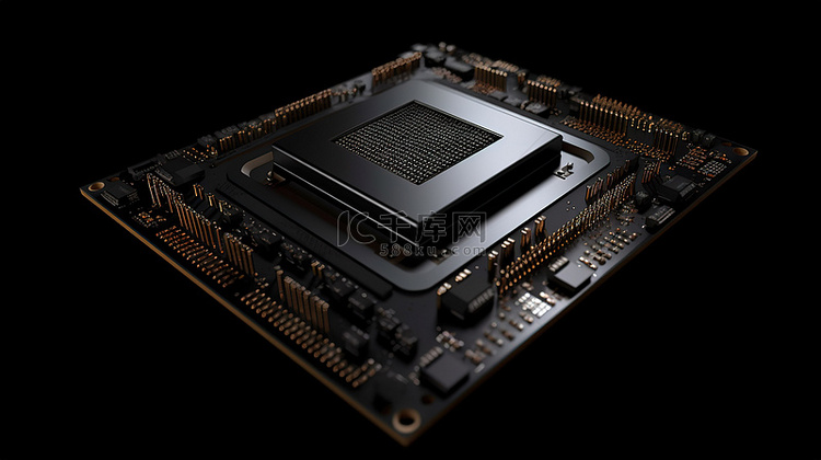 黑色 cpu 芯片在深色背景上的 3d 渲染背景图片免费下载_海报banner/高清大图_千库网(图片编号6667127)