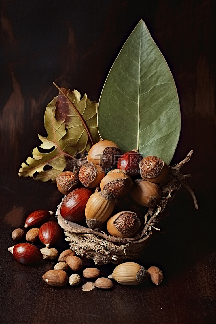 叶子上的坚果 yr9729 代码 x024背景图片免费下载_海报banner/高清大图_千库网(图片编号7045528)