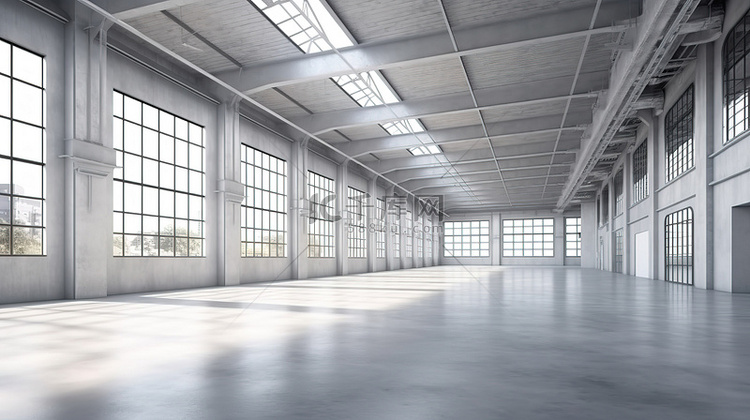 3D 渲染中的空白和白色工厂或仓库内部背景图片免费下载_海报banner/高清大图_千库网(图片编号6732831)