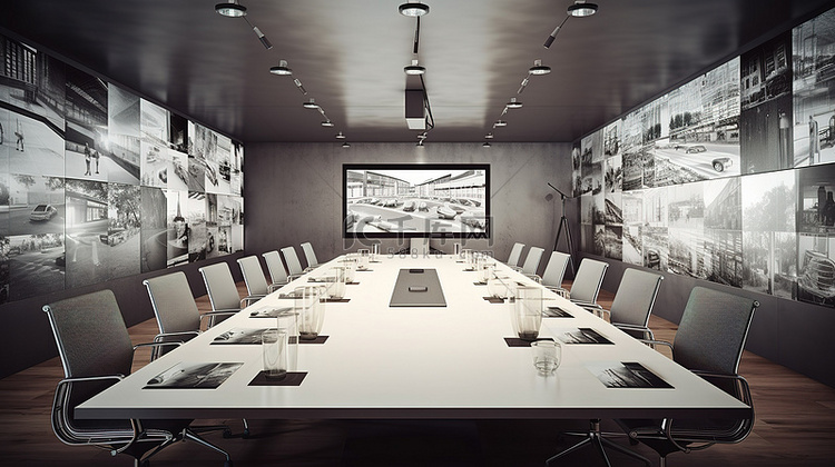 建筑和建筑中的虚拟会议设置 3D 渲染背景图片免费下载_海报banner/高清大图_千库网(图片编号6926637)