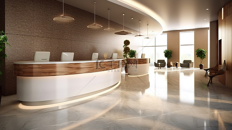 酒店接待柜台 3D 室内渲染背景图片免费下载_海报banner/高清大图_千库网(图片编号6782378)