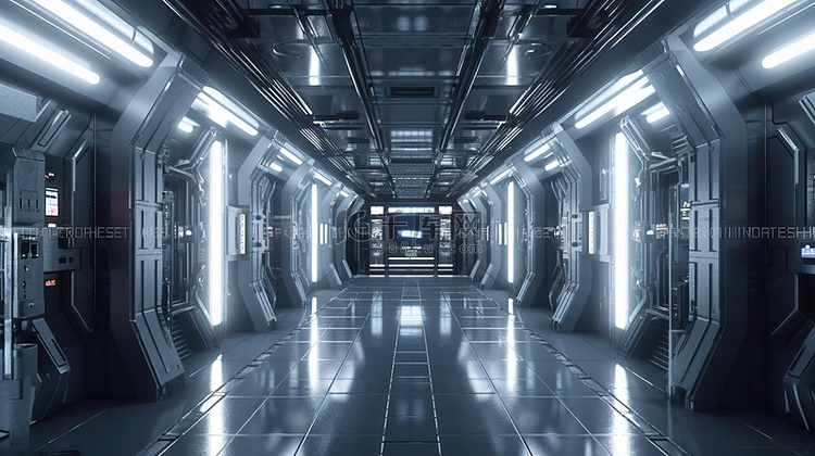 科幻抽象中的实验室走廊设置 3D 渲染背景图片免费下载_海报banner/高清大图_千库网(图片编号6716568)