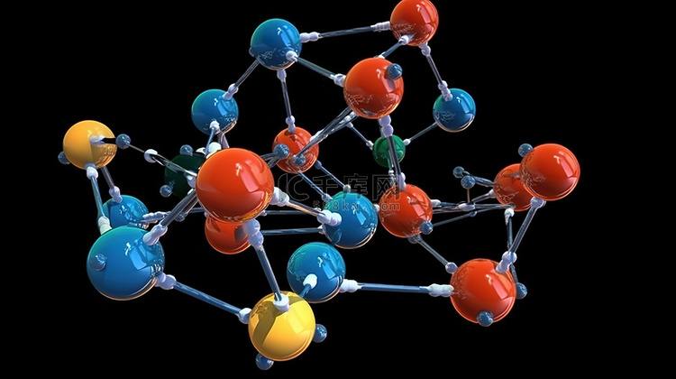 3d 渲染中的分子结构模型背景图片免费下载_海报banner/高清大图_千库网(图片编号6711493)
