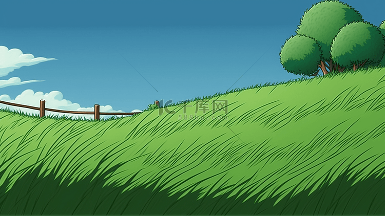 草地卡通漫画风格背景图片免费下载_海报banner/高清大图_千库网(图片编号6655379)