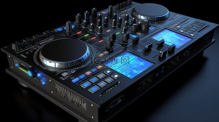 数字 DJ 设置 3D 渲染控制台，带有均衡器和控件背景图片免费下载_海报banner/高清大图_千库网(图片编号6713035)