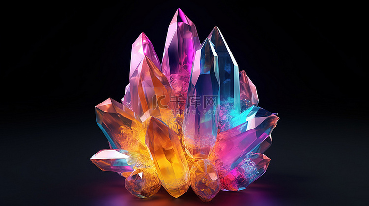 充满活力的水晶石英池 3d 渲染背景图片免费下载_海报banner/高清大图_千库网(图片编号6894820)