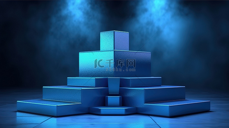 3d 渲染的蓝色领奖台上的获胜者背景图片免费下载_海报banner/高清大图_千库网(图片编号6776895)