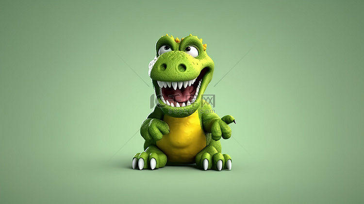 霸王龙卡通的欢快 3D 渲染背景图片免费下载_海报banner/高清大图_千库网(图片编号6868243)