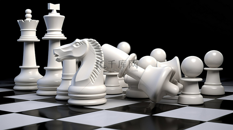 一套 3d 白色国际象棋棋子和国王棋子背景图片免费下载_海报banner/高清大图_千库网(图片编号6710588)