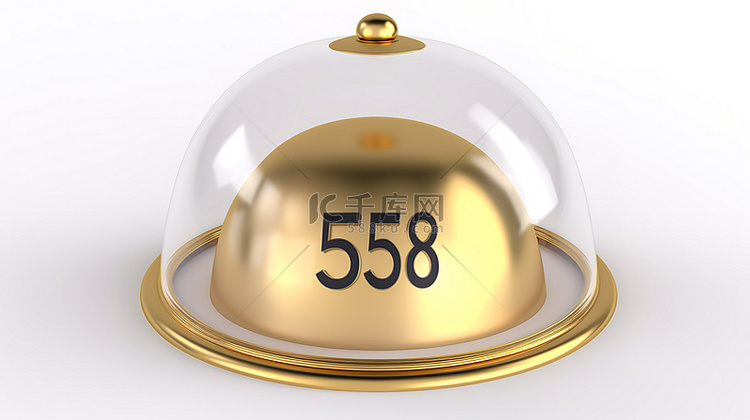 金色的“85% off”标志嵌入 3D 渲染的餐厅钟形装饰中背景图片免费下载_海报banner/高清大图_千库网(图片编号6667186)