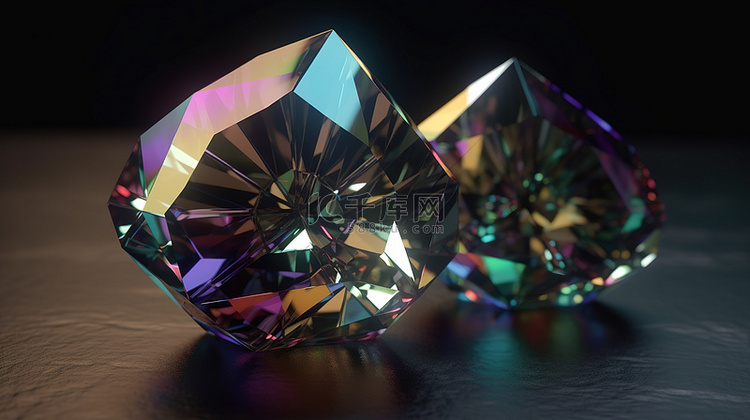 抽象几何水晶的虹彩多面宝石 3d 渲染背景图片免费下载_海报banner/高清大图_千库网(图片编号6675294)