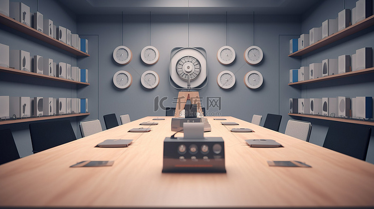 以盒子和秒表为背景的虚拟会议进行中 3d 渲染背景图片免费下载_海报banner/高清大图_千库网(图片编号6680895)