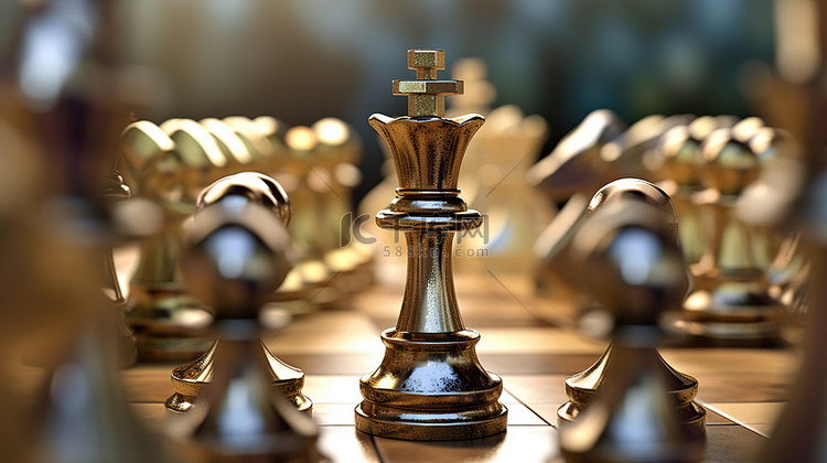 富丽堂皇的国际象棋国王高耸于一系列 3D 棋子之上背景图片免费下载_海报banner/高清大图_千库网(图片编号6895677)