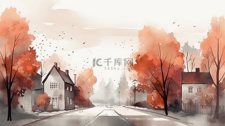 秋天水彩装饰插画背景图片免费下载_海报banner/高清大图_千库网(图片编号6654638)