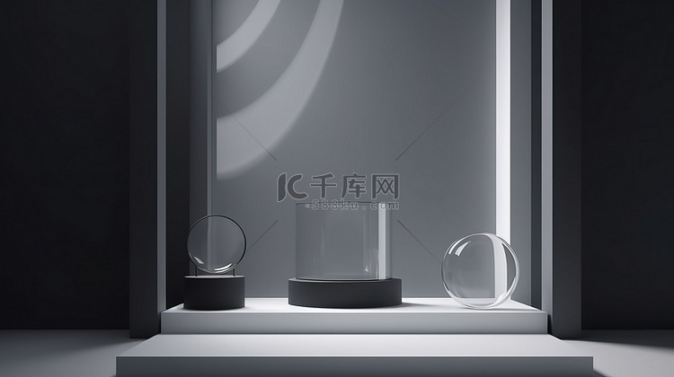 具有三个讲台和一个窗口的简约 3D 产品展示背景图片免费下载_海报banner/高清大图_千库网(图片编号6689696)