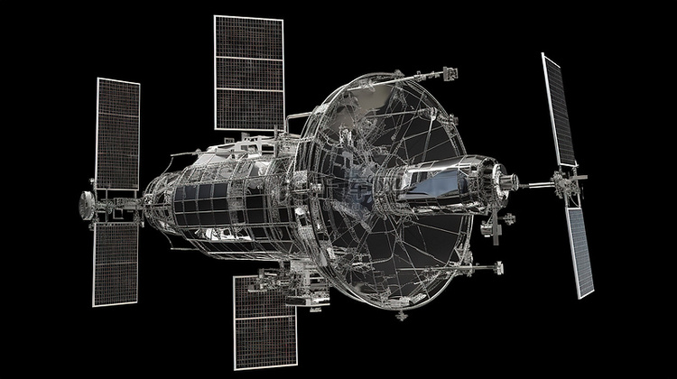 孤立的黑色背景与 3d 渲染的 x 射线卫星背景图片免费下载_海报banner/高清大图_千库网(图片编号6690347)