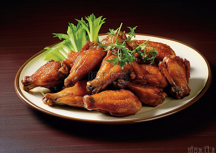 盘子里放着新鲜香草的炸鸡翅背景图片免费下载_海报banner/高清大图_千库网(图片编号7147110)
