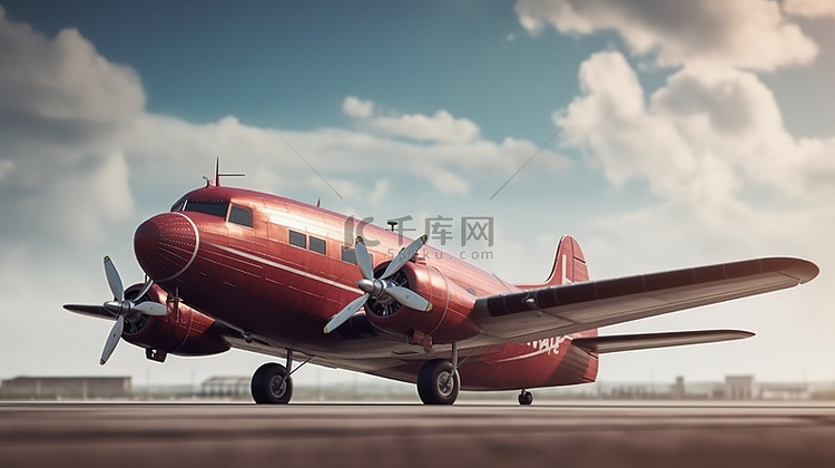 3d 渲染中老式红色飞机的天空侧视图背景图片免费下载_海报banner/高清大图_千库网(图片编号6692523)