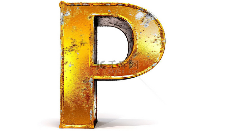 白色背景上的大写字母 p 3d 渲染字体，在光滑的金属纹理上带有复古黄色油漆背景图片免费下载_海报banner/高清大图_千库网(图片编号 ...