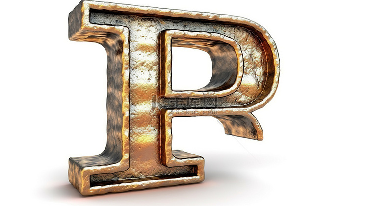 白色背景中的小写 p 3D 渲染和锤击黄铜字体，具有闪亮的金属纹理背景图片免费下载_海报banner/高清大图_千库网(图片编号6931959)