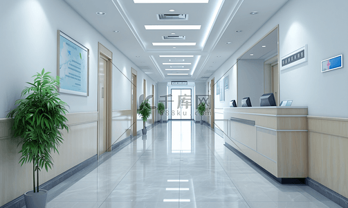 医疗体检前台走廊区域高清摄影大图-千库网