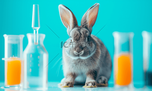 实验中的小兔子高清摄影大图-千库网