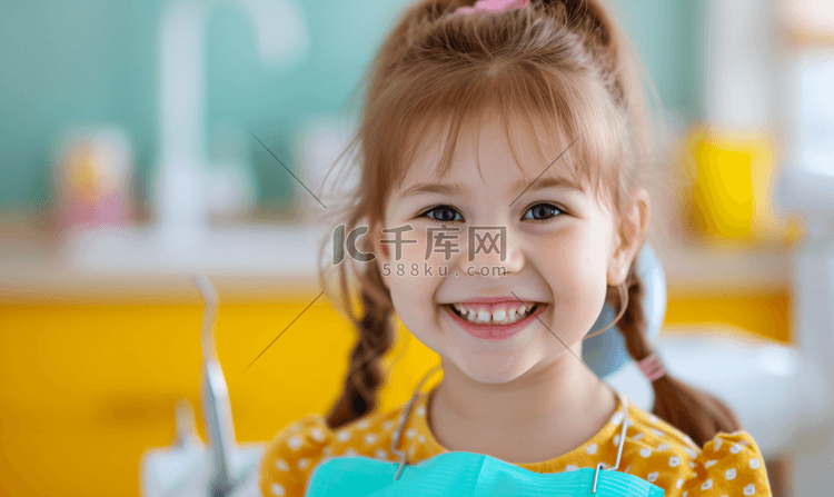 小女孩去牙科诊所看牙高清摄影大图-千库网
