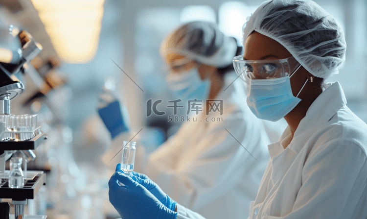 医疗科研人员一起研制疫苗高清摄影大图-千库网