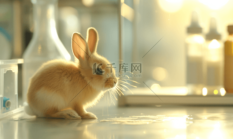 实验中的小兔子高清摄影大图-千库网