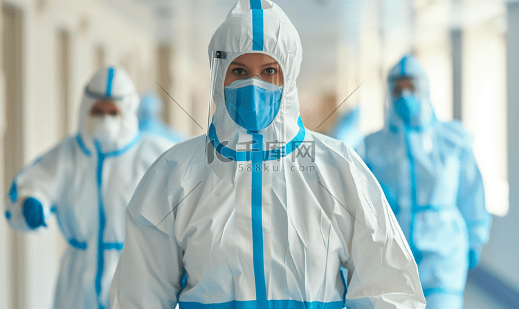 穿防护服的医护人员高清摄影大图-千库网