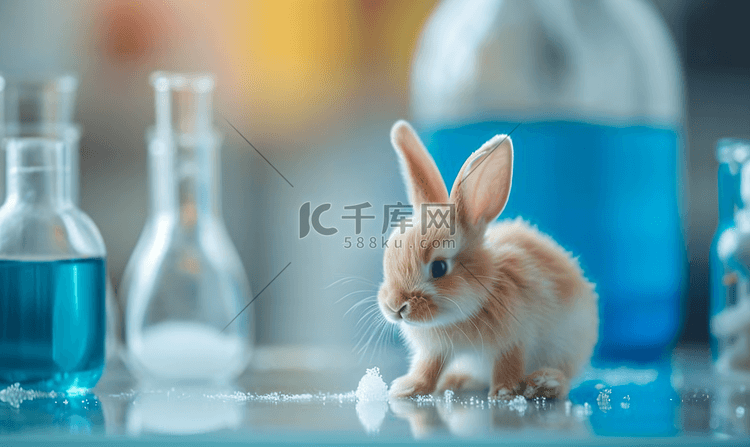 实验中的小兔子高清摄影大图-千库网