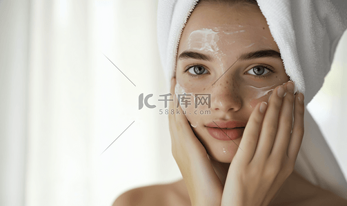 美女顾客在做洁面护肤高清摄影大图-千库网