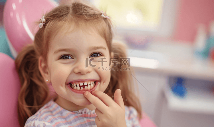 小女孩去牙科诊所看牙高清摄影大图-千库网