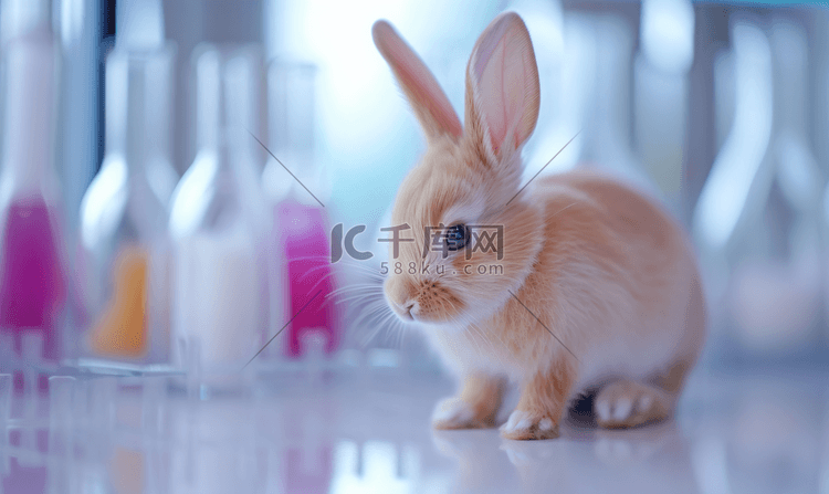 实验中的小兔子高清摄影大图-千库网