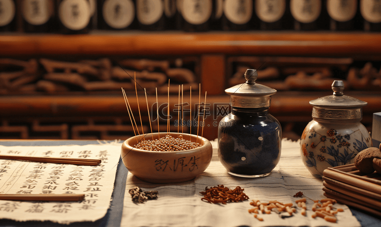 传统中国针灸馆环境照片高清摄影大图-千库网