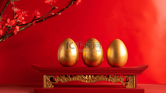 新年金蛋红色背景13高清摄影大图-千库网