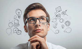 简笔画思考新能源背景图片大全-高清简笔画思考JPG图片下载-千库网