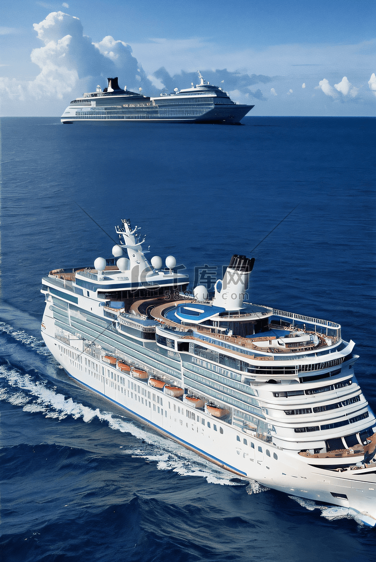 海上航行的白色游轮摄影照片7高清摄影大图-千库网