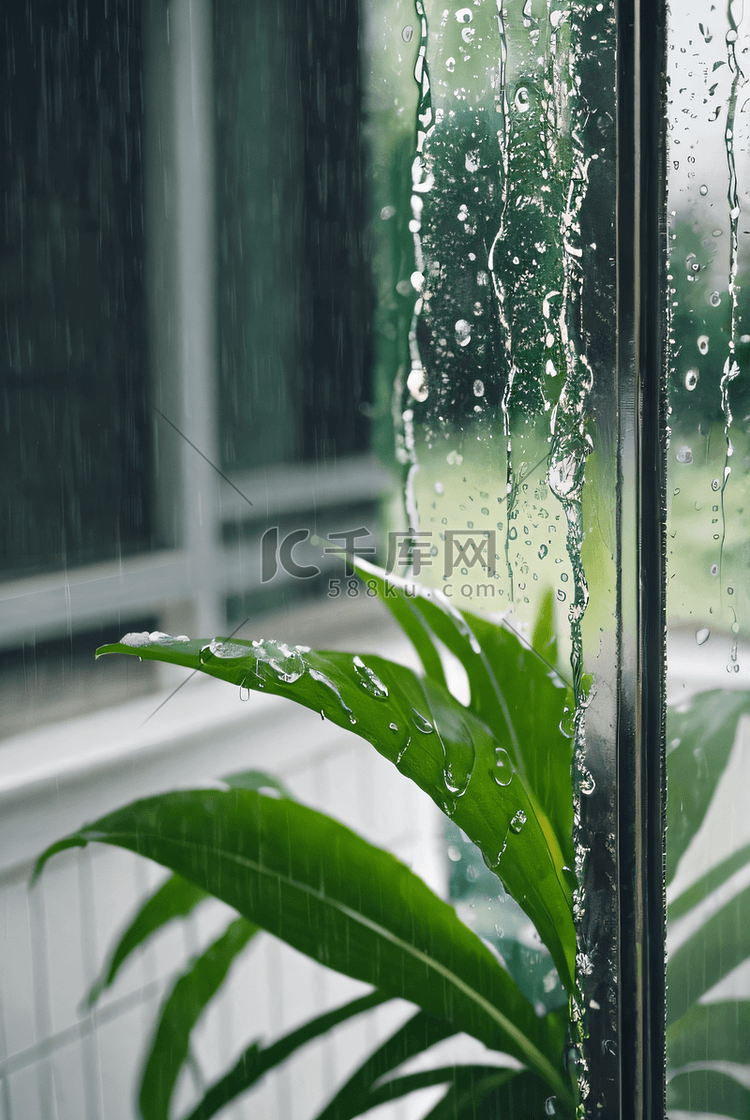 雨天下雨被打湿的窗户摄影图4高清摄影大图-千库网
