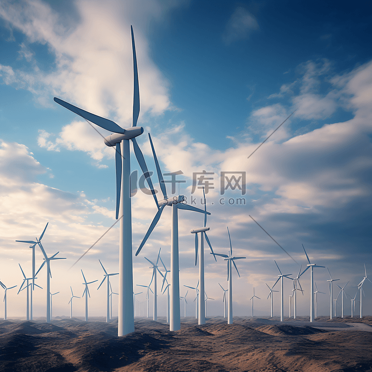 新能源风力发电风车高清高清摄影大图-千库网