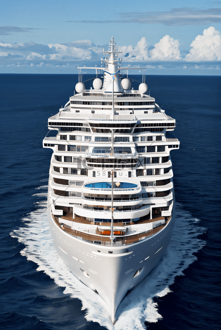 海上航行的白色游轮摄影图2高清摄影大图-千库网
