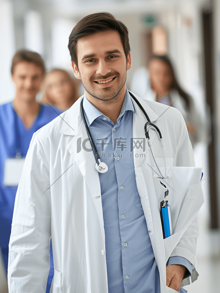 医院前台医疗团队男医生高清摄影大图-千库网