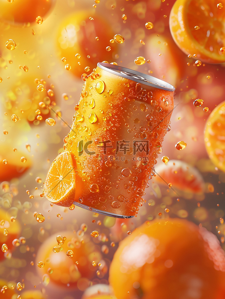 橙色软饮料罐广告拍摄高清摄影图高清摄影大图-千库网