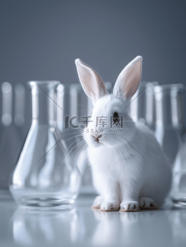 实验中的小兔子高清摄影大图-千库网